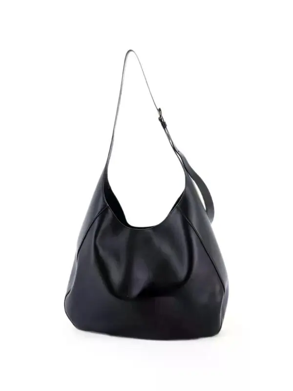 Prada Triangle Logo Curved City Calf Large Hobo Bag - Black