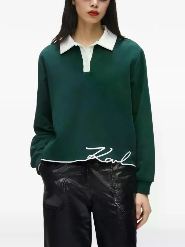 Karl Lagerfeld Signature Polo Sweatshirt - Green