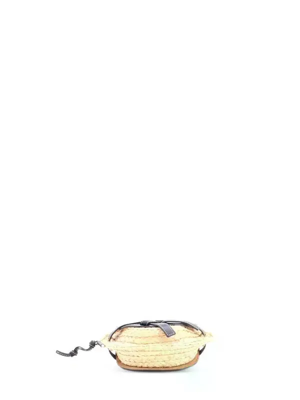 Loewe Gate Leather Shoulder Bag With Raffia - Black