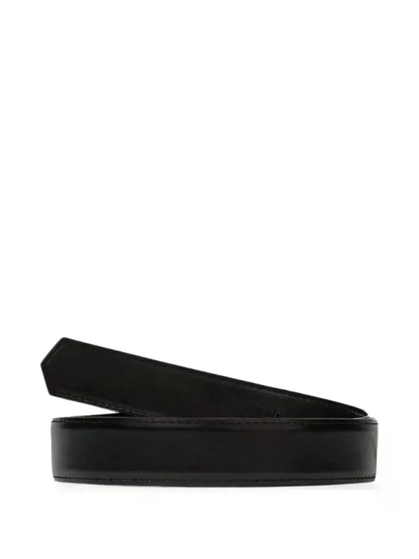 Karl Lagerfeld Leather Belt With Engraved Logo Buckle - Black