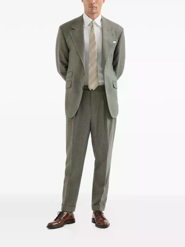 Brunello Cucinelli Virgin Wool Flannel Cavallo Tailor Blazer With Metal Buttons