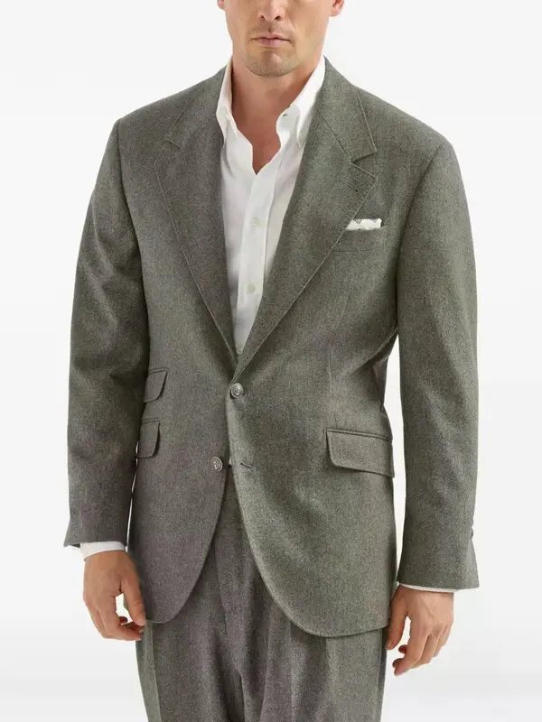 Brunello Cucinelli Virgin Wool Flannel Cavallo Tailor Blazer With Metal Buttons