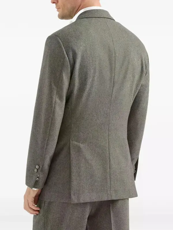 Brunello Cucinelli Virgin Wool Flannel Cavallo Tailor Blazer With Metal Buttons