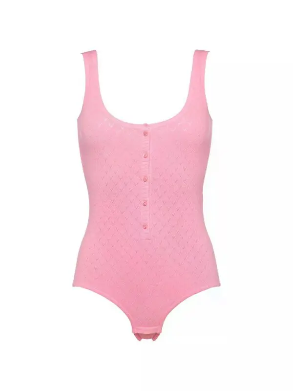 ERES Gourmandise Pointelle-knit Button-up Bodysuit - Pink