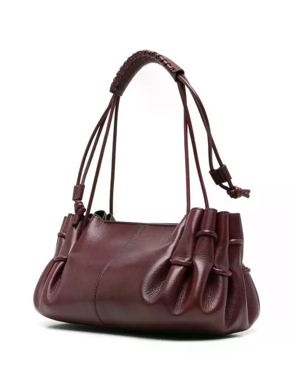 Hereu Ruched Leather Tote Bag - Red