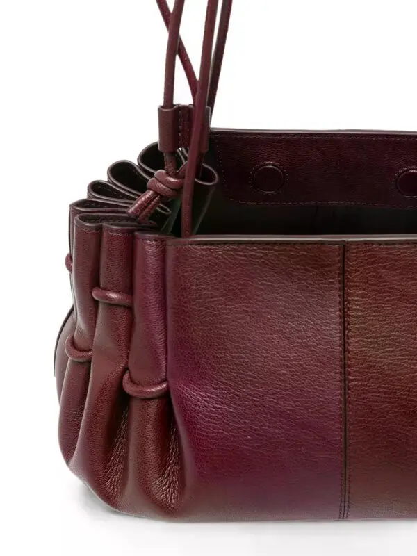 Hereu Ruched Leather Tote Bag - Red