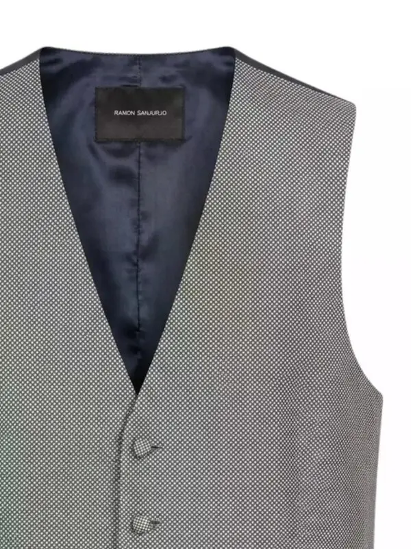 RAMON SANJURJO Geometric Pattern Single-breasted Waistcoat - Blue