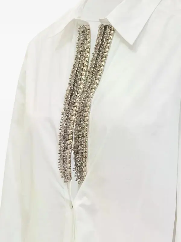 Pinko Capirai Crystal-embellished Poplin Shirt