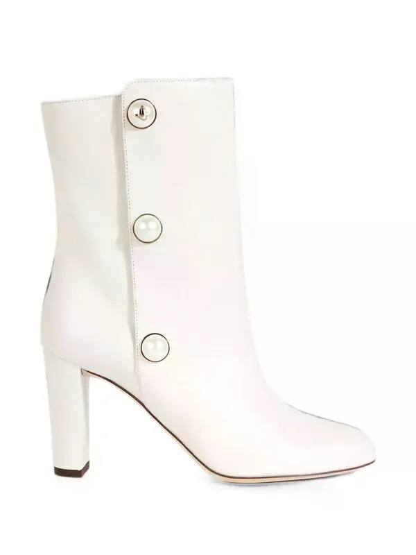 JIMMY CHOO Rina Faux-pearl Embellished Ankle Boots - White
