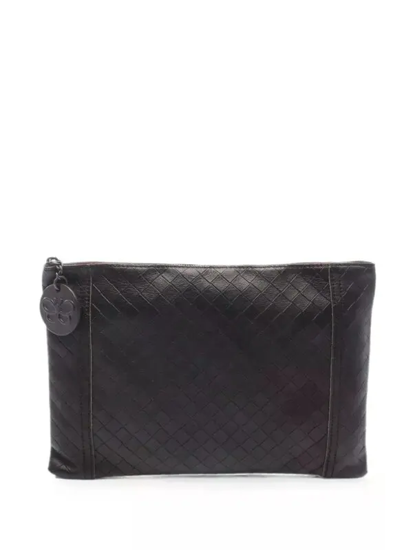 Bottega Veneta 2000s Intrecciato Leather Clutch Bag - Brown