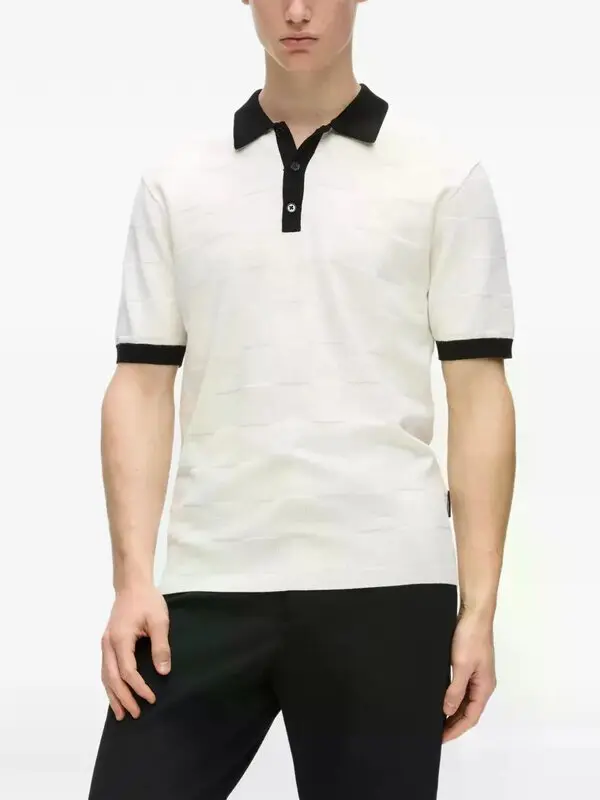 Karl Lagerfeld Monogram Checked Polo Shirt