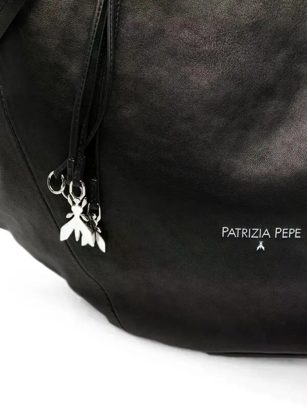 Patrizia Pepe Leather Shoulder Bag With Logo Plaque