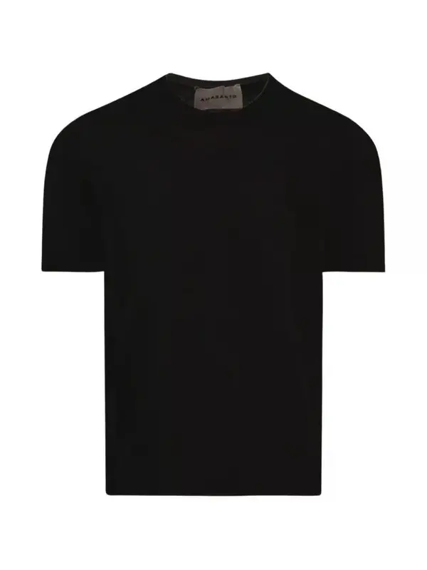 AMARANTO Linen Short Sleeve Sweater - Black