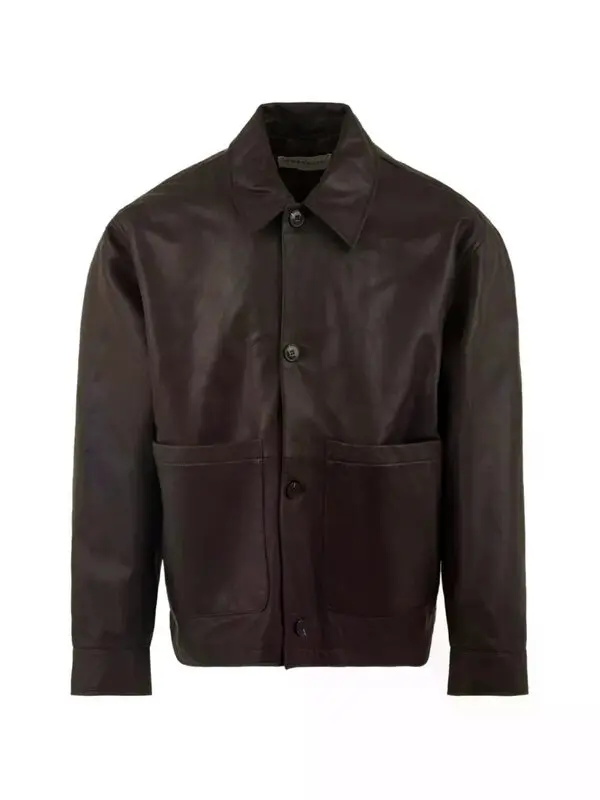 AMARANTO Long-sleeve Leather Jacket - Brown