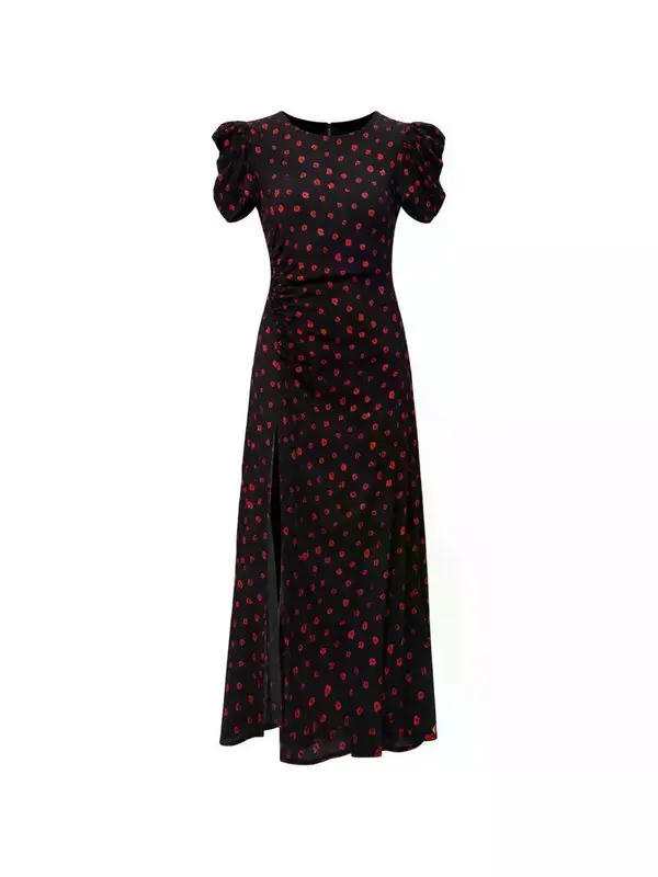 MAR DE MARGARITAS Floral-print Ruched Dress - Black