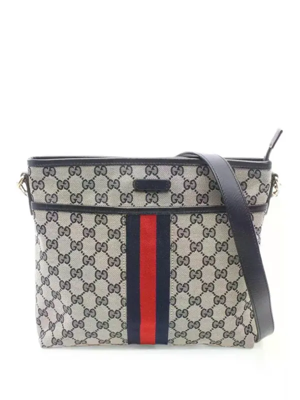Gucci 2000s Web Stripe Gg Canvas Crossbody Bag - Neutrals