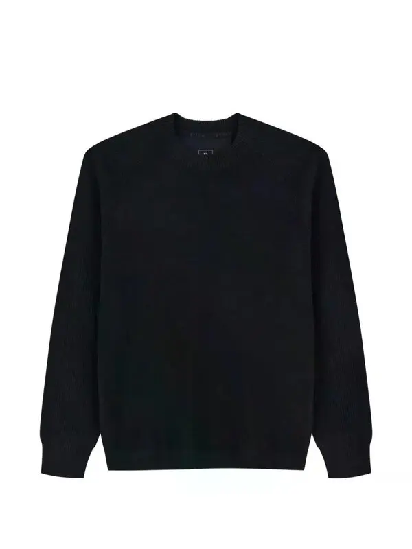 Boggi Milano Crew Neck Jumper In Merino Wool Blend Wooltech - Black