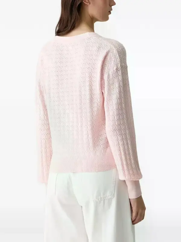 Guess Pointelle-knit Flower-button Cardigan