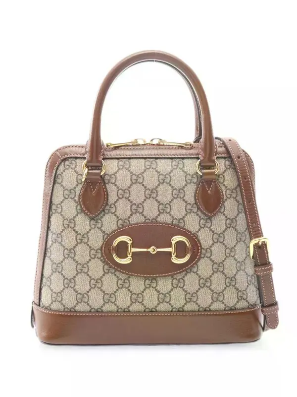 Gucci 2000s Gg Horsebit 1955 Supreme Top Shouulder Bag - Brown