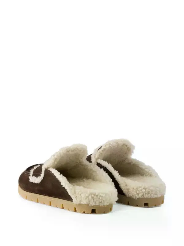 Prada Suede And Shearling Mules