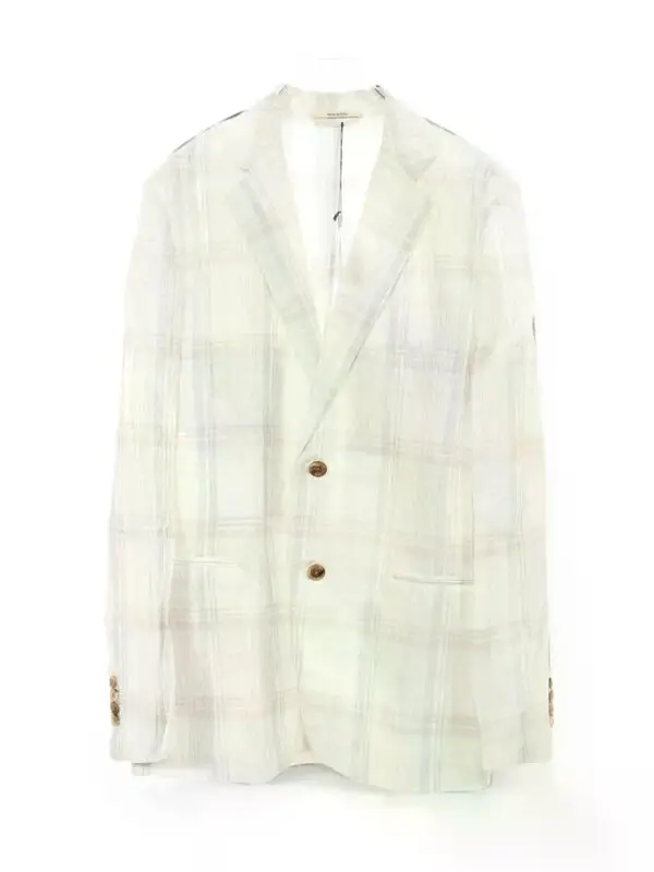 Hermès 2010s Single-breasted Check Blazer - White