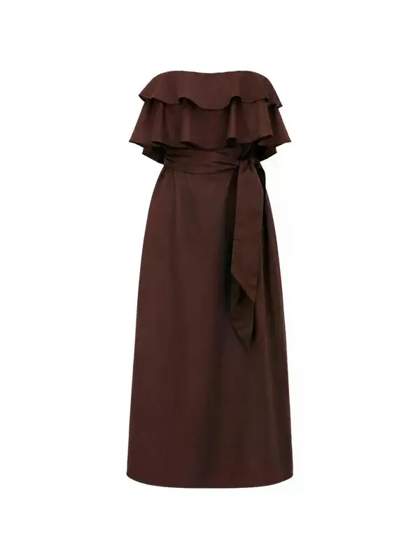 HANITA Ruffled-detail Belted Dress - Brown