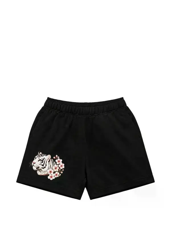 MELT Tiger-print Cotton Shorts - Black