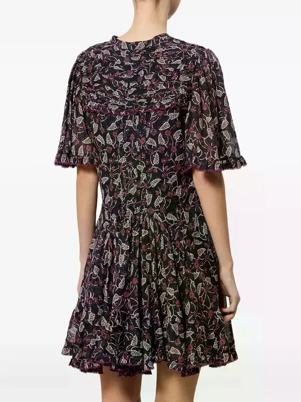 MARANT ETOILE Daynia Printed Cotton Voile Dress - Black
