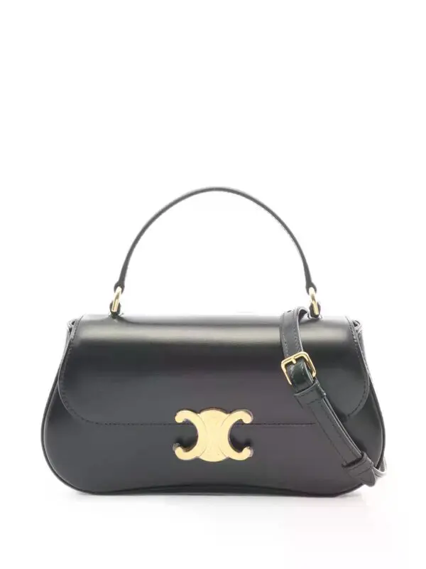 Celine 2010s Triomphe Shoulder Bag - Black