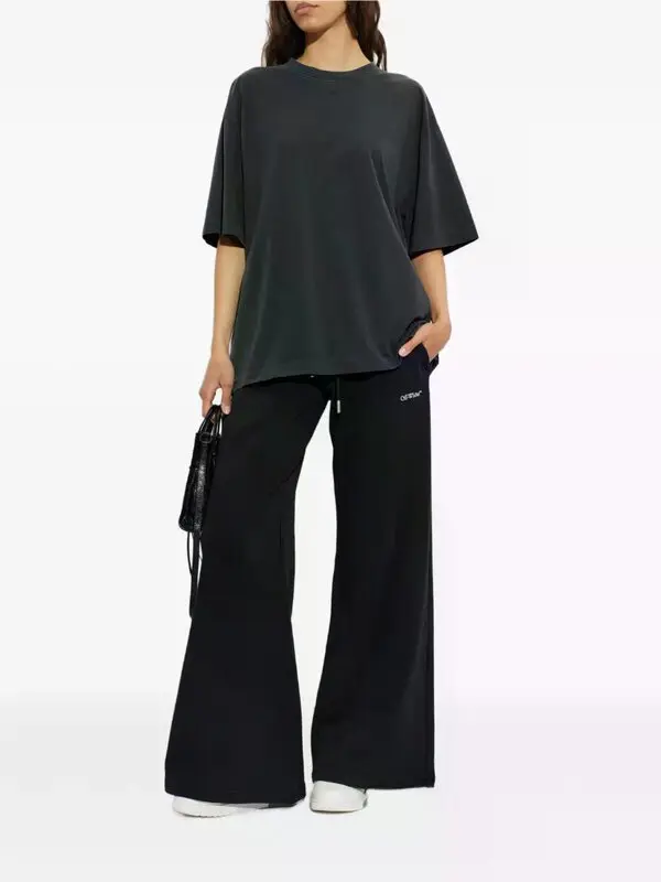 Off-White Logo Embroidered Crewneck T-shirt - Black