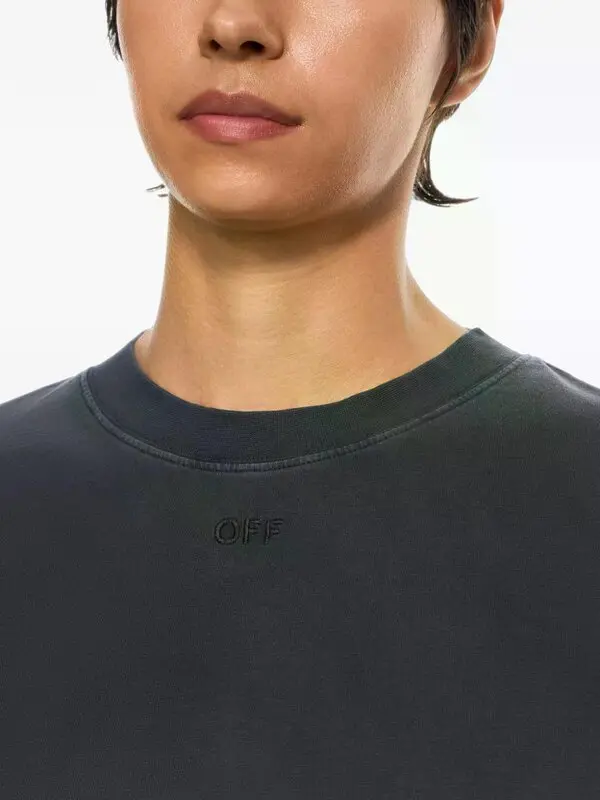 Off-White Logo Embroidered Crewneck T-shirt - Black