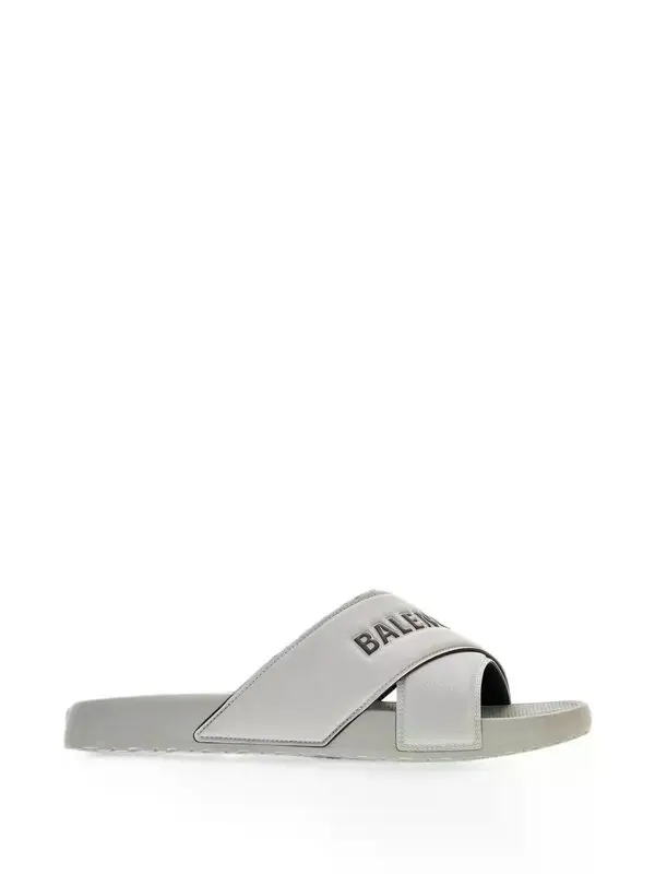 Balenciaga Logo-embossed Crossover-strap Slippers - Grey