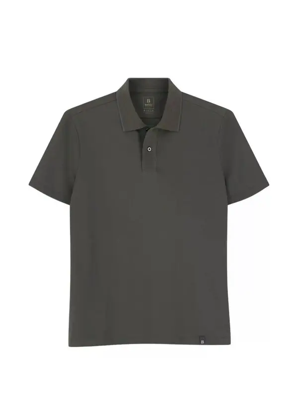 Boggi Milano Polo In Stretch Cotton-blend Piqué Cool Jade-fresh - Grey