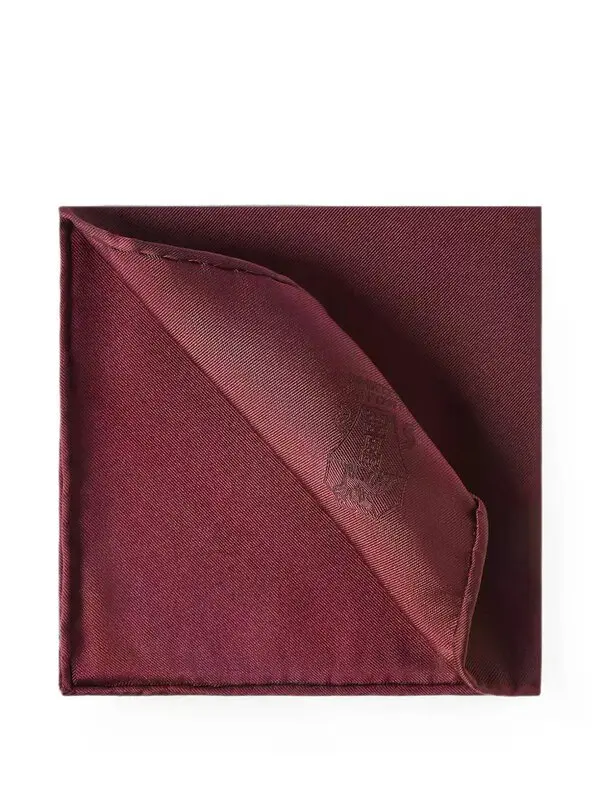 Brunello Cucinelli Silk Pocket Square With Printed Logo