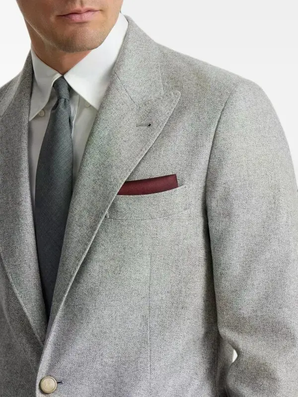 Brunello Cucinelli Silk Pocket Square With Printed Logo