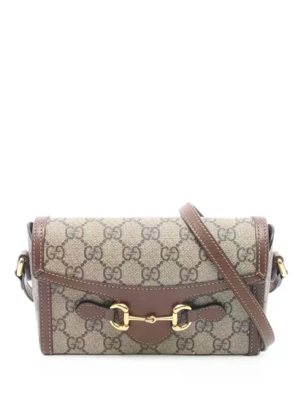 Gucci 2000s Horsebit 1955 Gg Supreme Shoulder Bag - Neutrals
