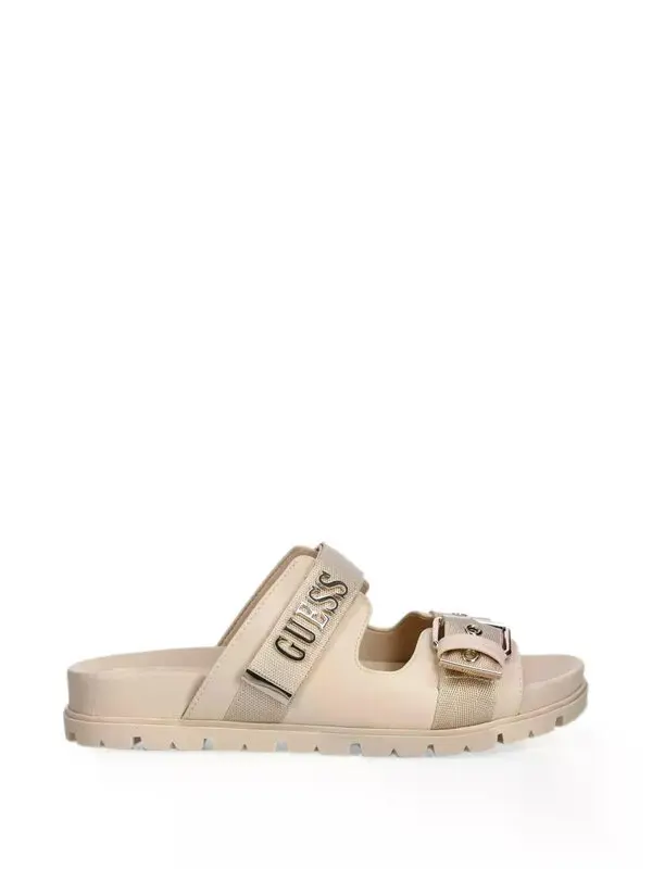 Guess Faxona Buckle-fastening Logo-plaque Slides - Neutrals