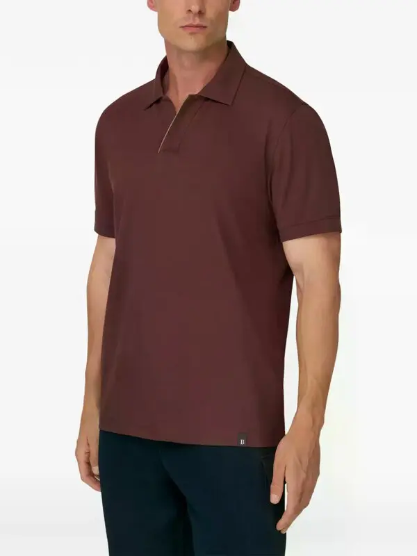 Boggi Milano Polo In Stretch Cotton Blend Piqué Cool Jade-fresh - Red