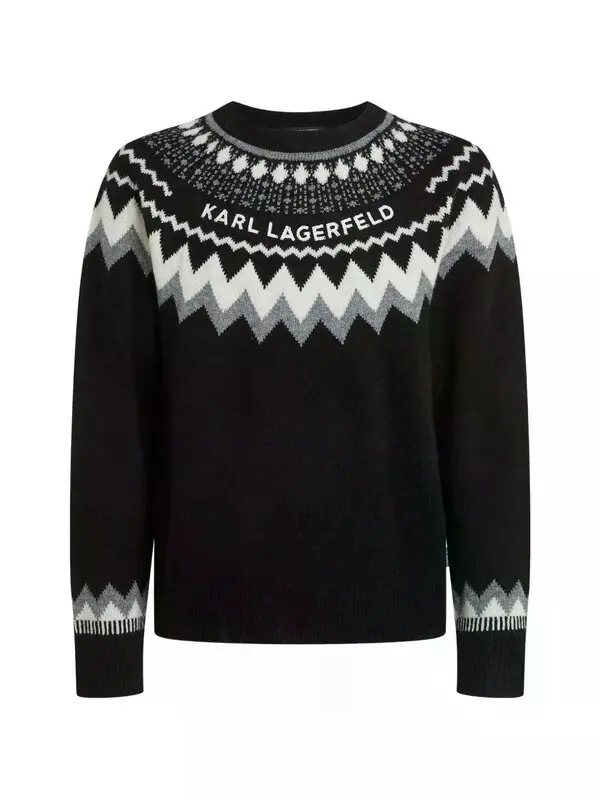 Karl Lagerfeld Fair Isle Knitted Sweater - Black