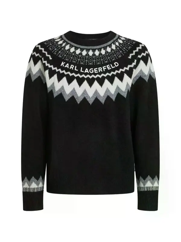 Karl Lagerfeld Fair Isle Knitted Sweater - Black