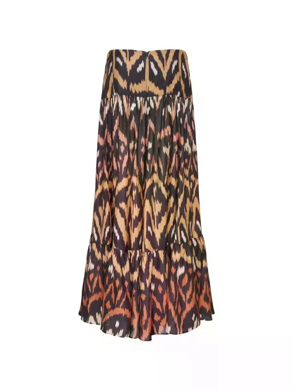 Zimmermann Aster Ikat Midi Skirt - Black