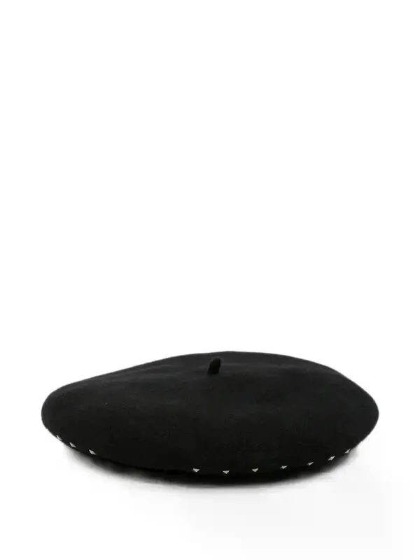 Emporio Armani Studded Logo-embroidered Beret - Black