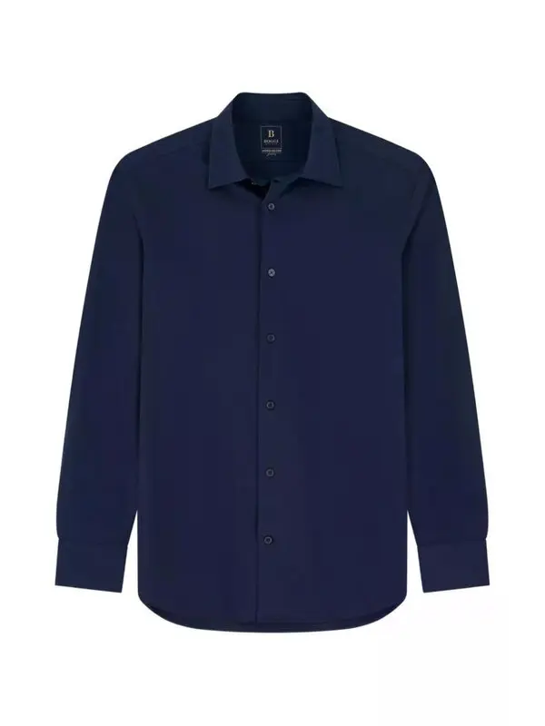 Boggi Milano Polo Shirt In Japanese Jersey Twill Regular Fit - Blue