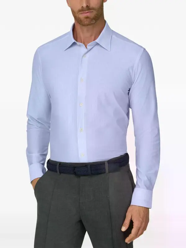 Boggi Milano Polo Shirt Striped Japanese Jersey Regular Fit - Blue