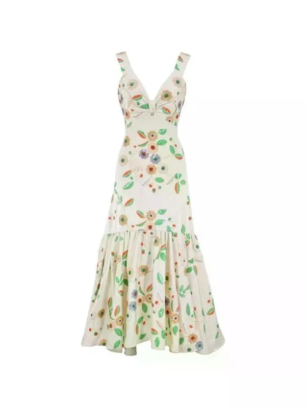 Alexis Azur Sequin-embellished Floral-print Dress - Neutrals