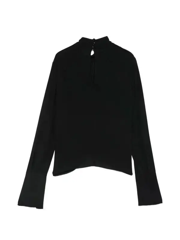 Patrizia Pepe High-neck Pleated Blouse - Black