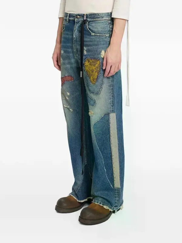 ANN DEMEULEMEESTER Distressed Patchwork Jeans
