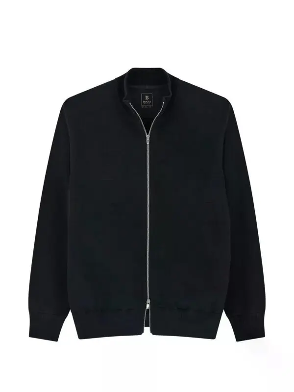 Boggi Milano Full-zip Jumper In Merino Wool Blend Wooltech - Blue