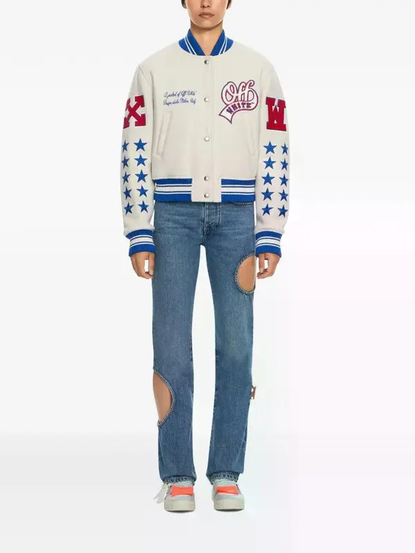 Off-White Embroidered Bomber Jacket - Neutrals