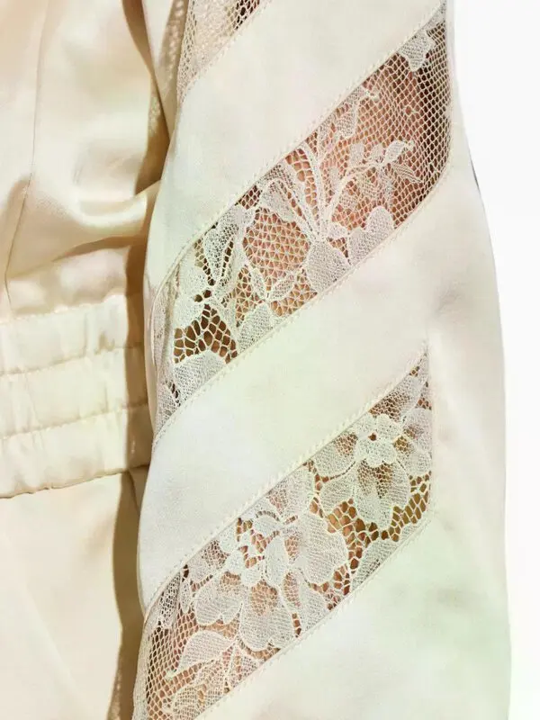 Off-White Lace-insert Satin Bomber Jacket